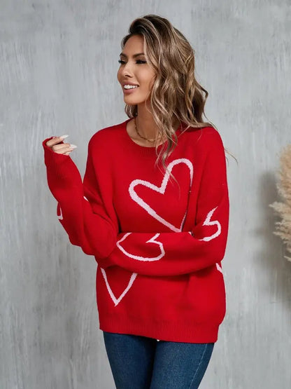 Heart Print Sweater – Coco’s Boutique