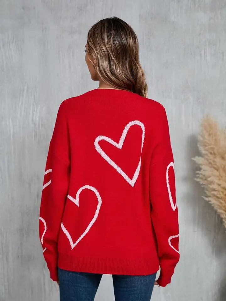 Heart Print Sweater – Coco’s Boutique