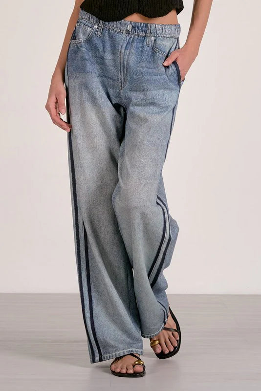 Jeans Faux Track Pants – Coco’s Boutique